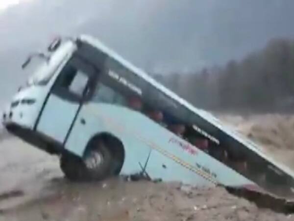 Manali: Scary visuals of flood in Himachal Pradesh; bus washed away